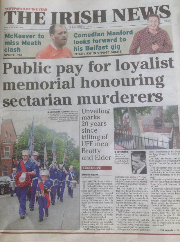 UDA parade and memorial to sectarian killers spark anger on Ormeau Road ...